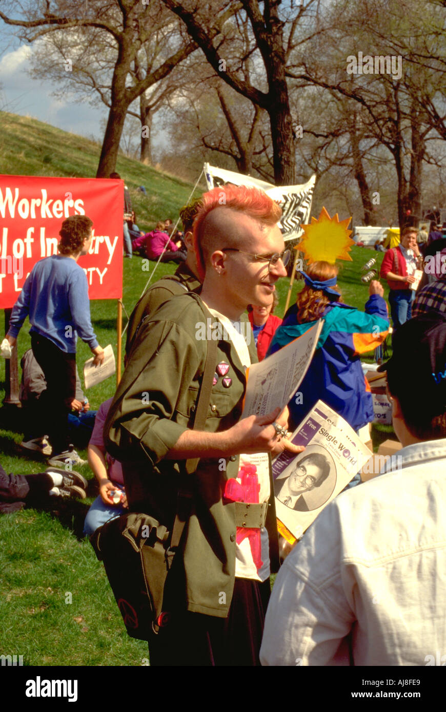 Punk activist with orange hair age 25 leafleting In the Heart of the ...