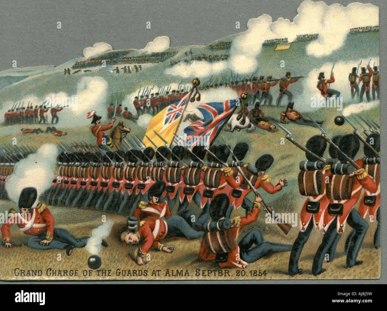 Chromolithographed diecut scrap of Grand Charge of the Guards at Alma ...
