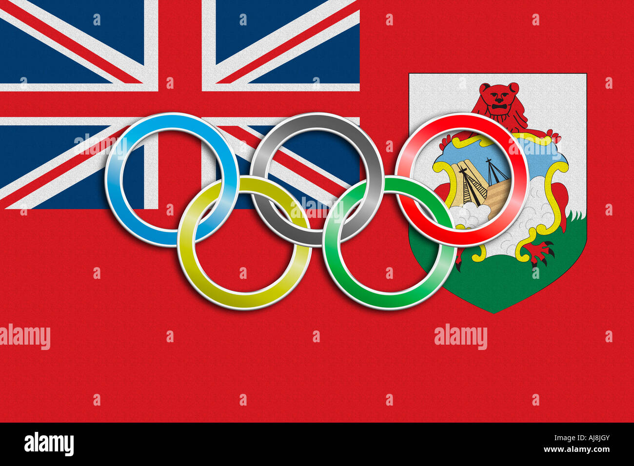 Flag of Bermuda with olympic symbol Stock Photo - Alamy