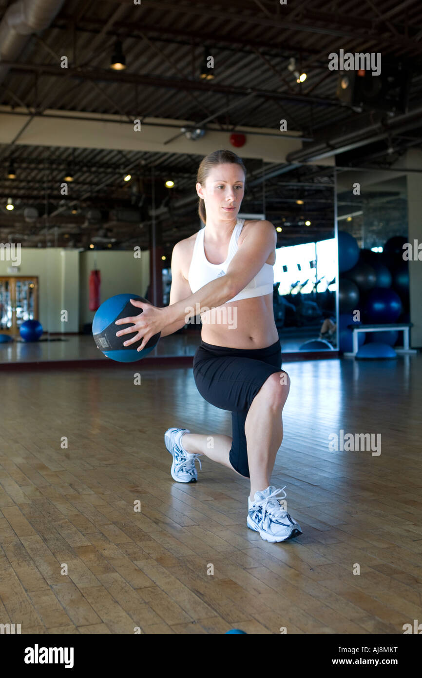 Fit female in great shape exercising in a gym. Aerobic workout Stock ...