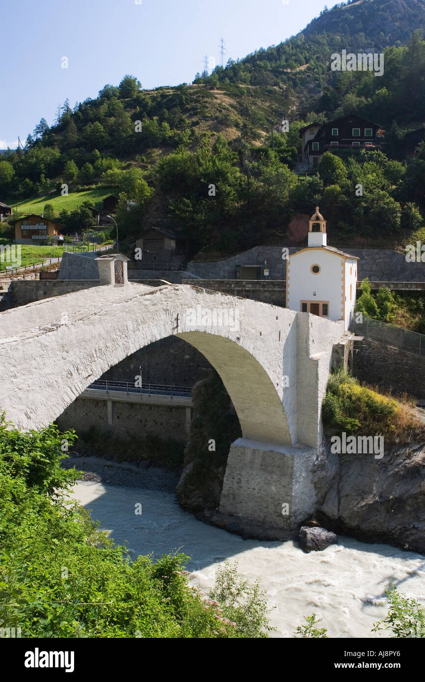 Ritibruecke bridge over the River Vispa between Zermatt and Visp Wallis ...