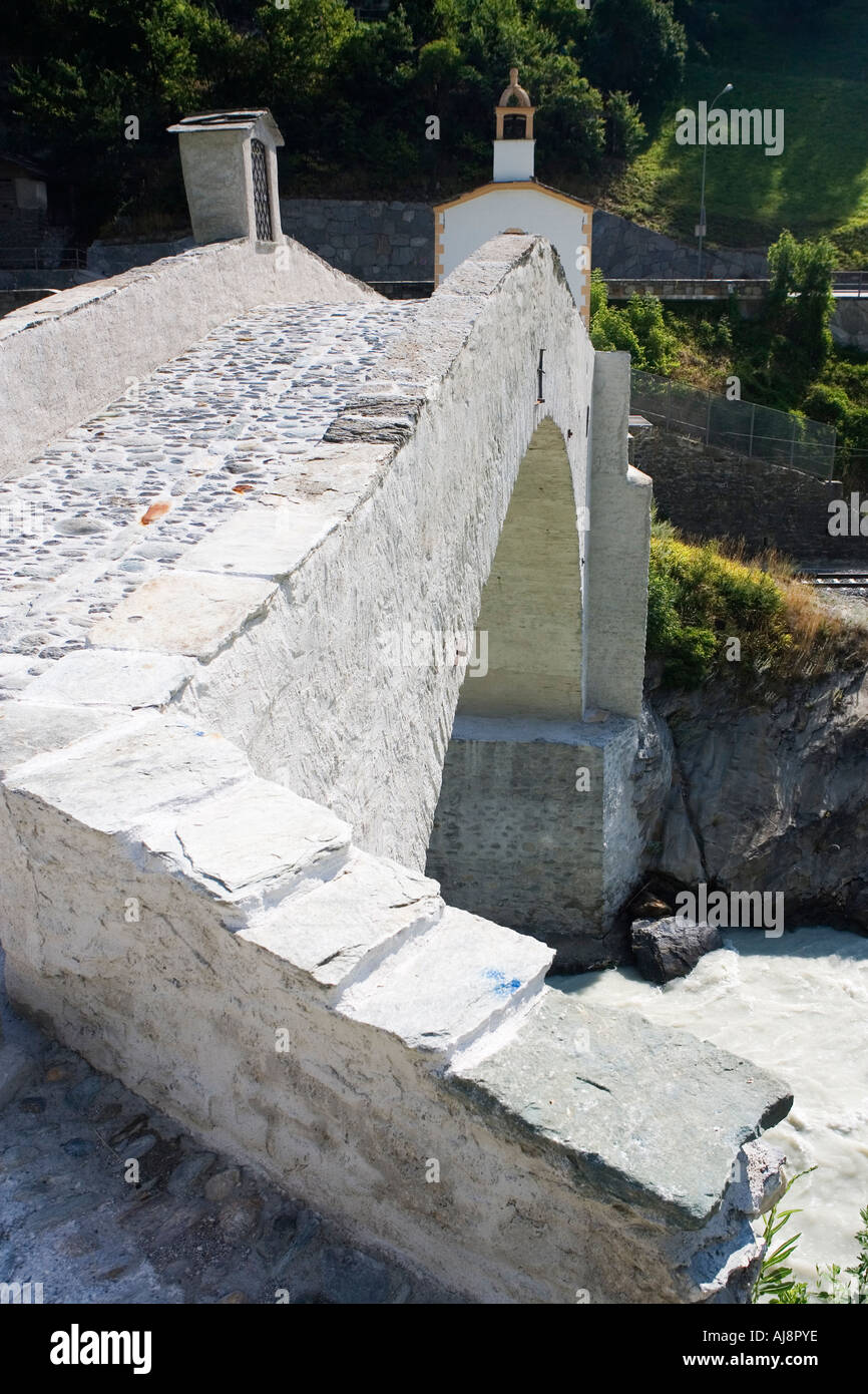 Ritibruecke bridge over the River Vispa between Zermatt and Visp Wallis ...