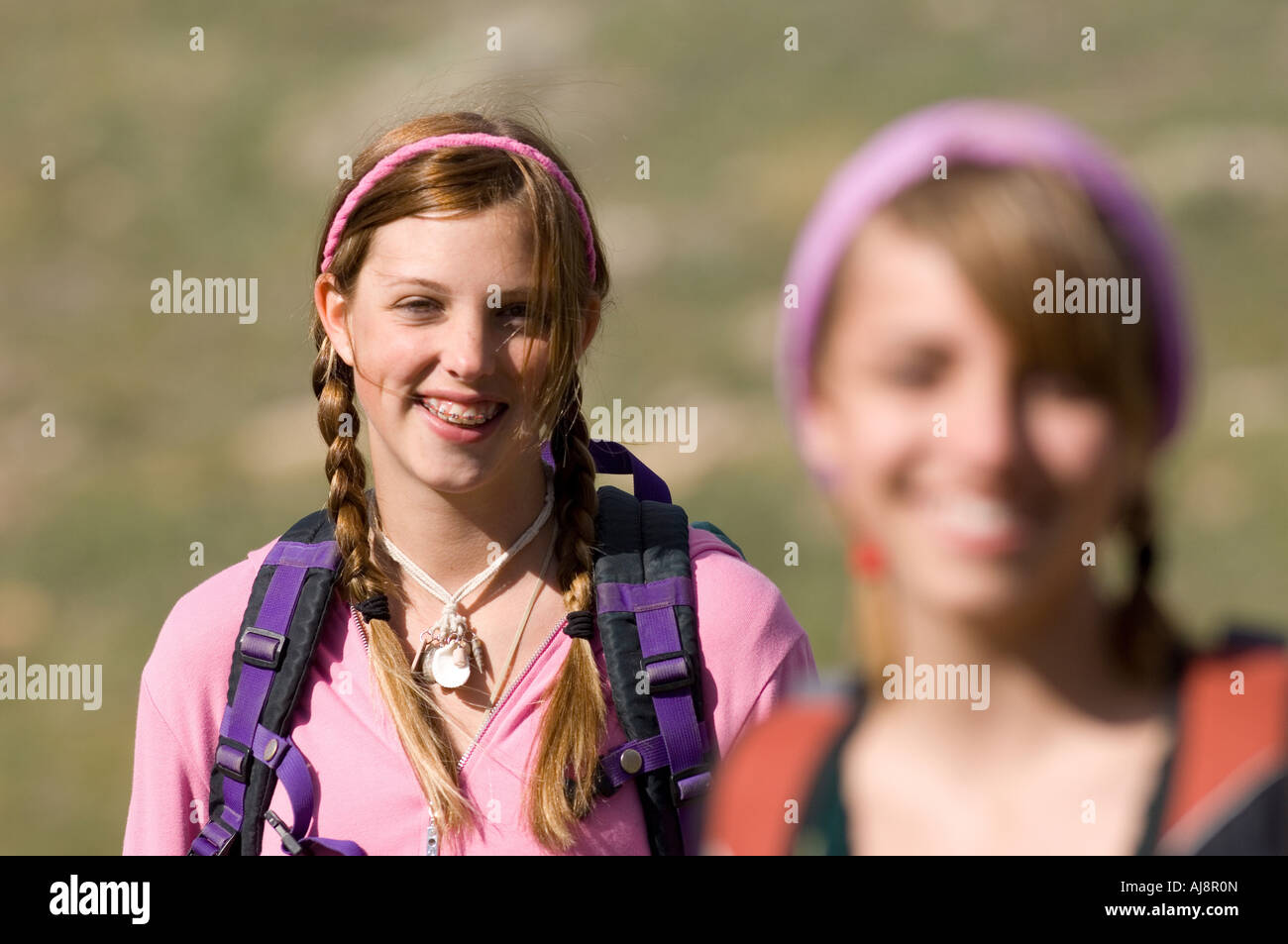 Two girls hiking Stock Photo - Alamy