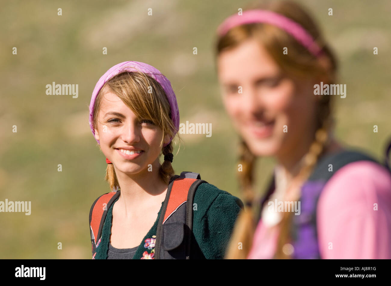 Two girls hiking Stock Photo - Alamy