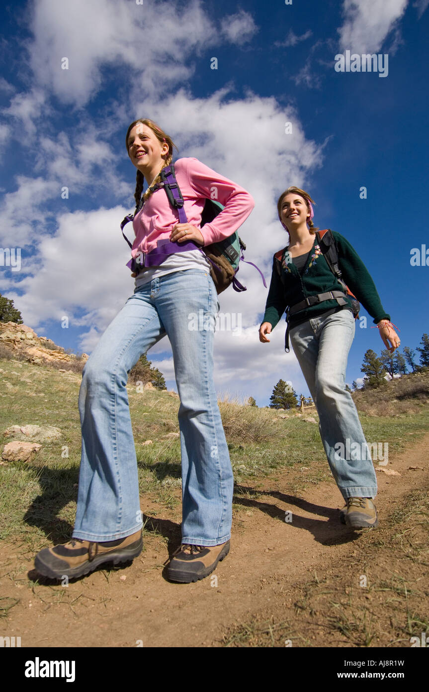 Two girls hiking Stock Photo - Alamy