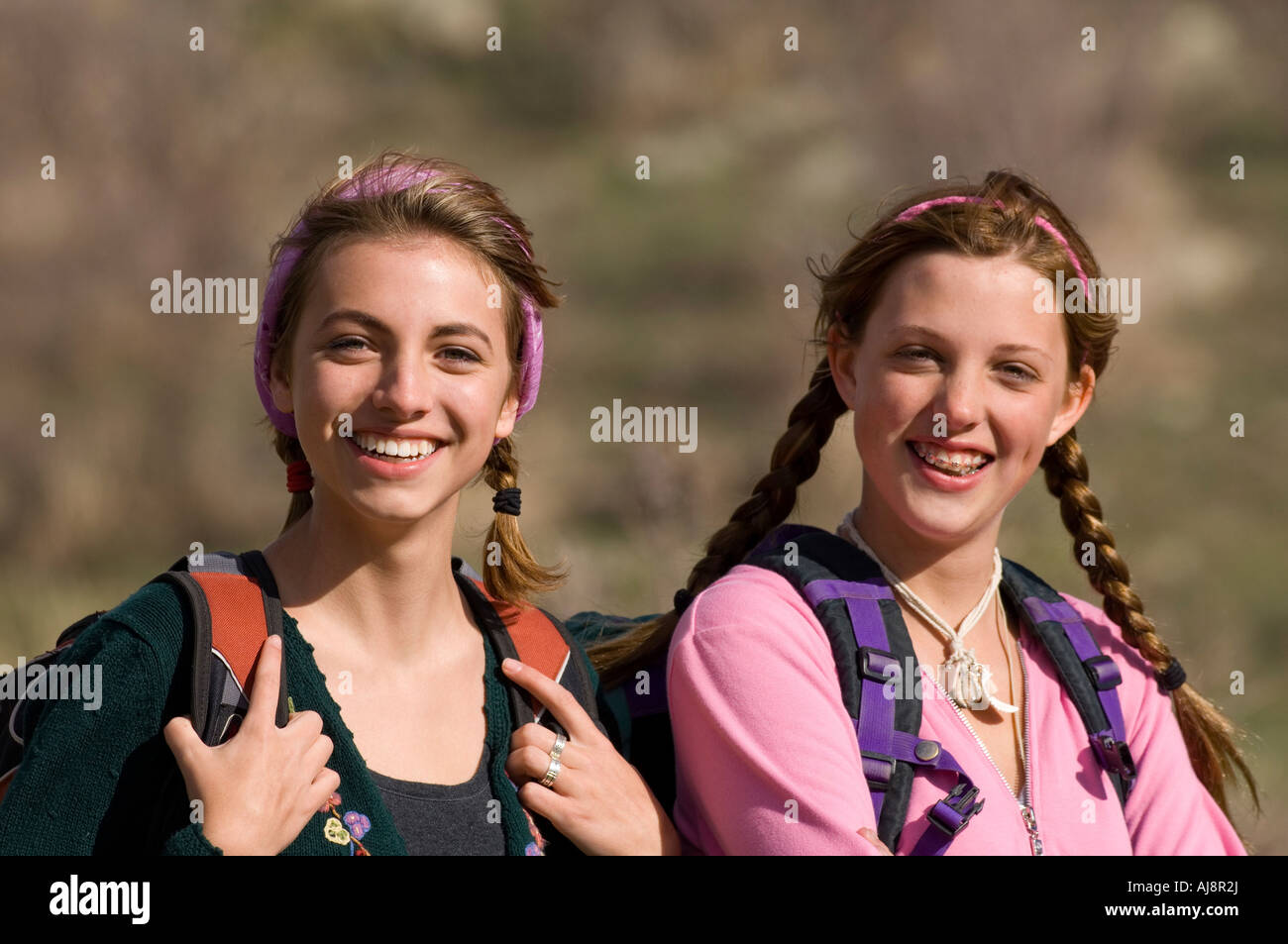 Two girls hiking Stock Photo - Alamy