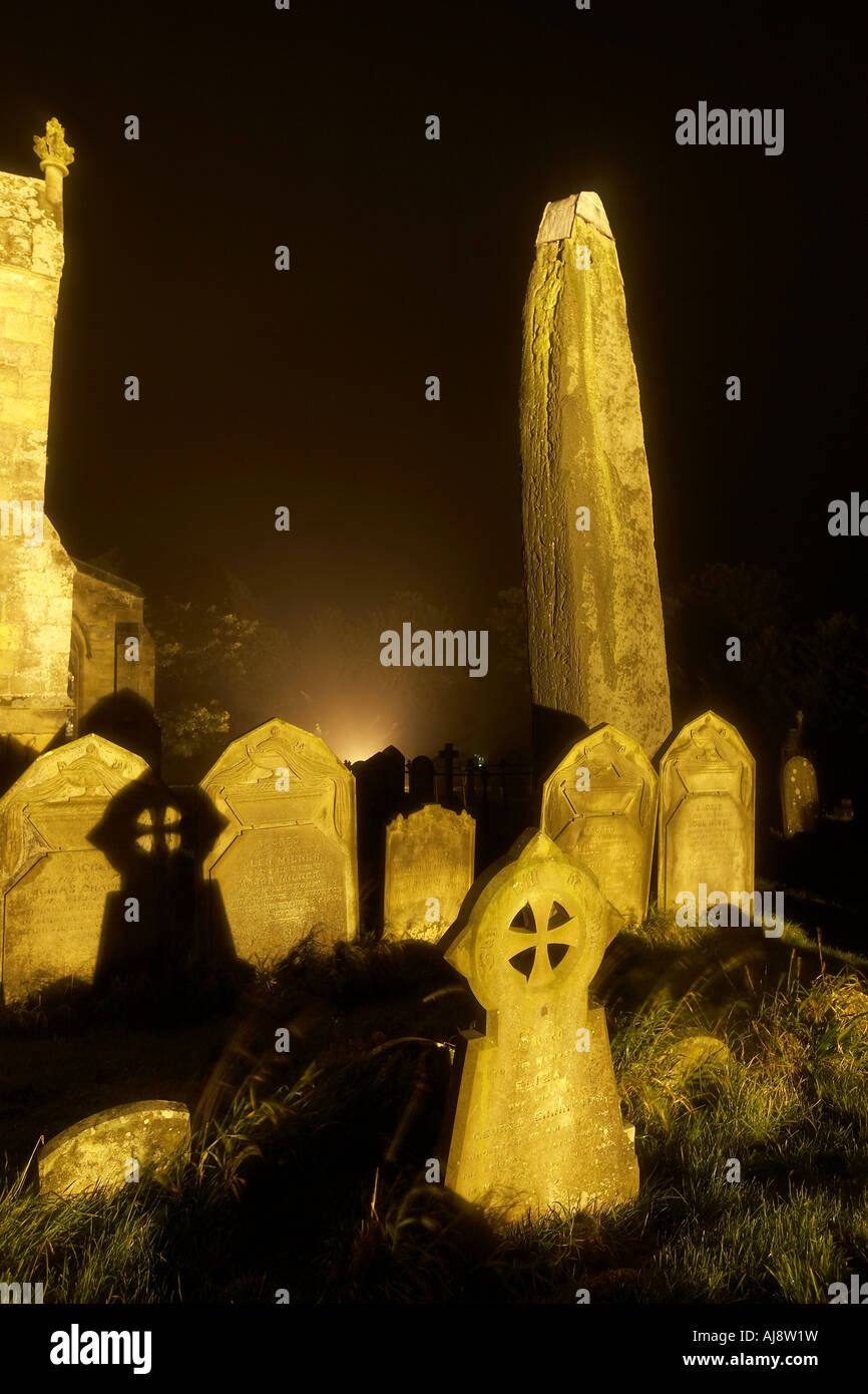 Rudston Monolith at night All Saints parish church Rudston East ...