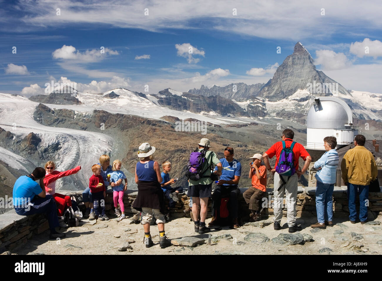 Gornergrat summit station near Zermatt Wallis Switzerland July 2006 ...