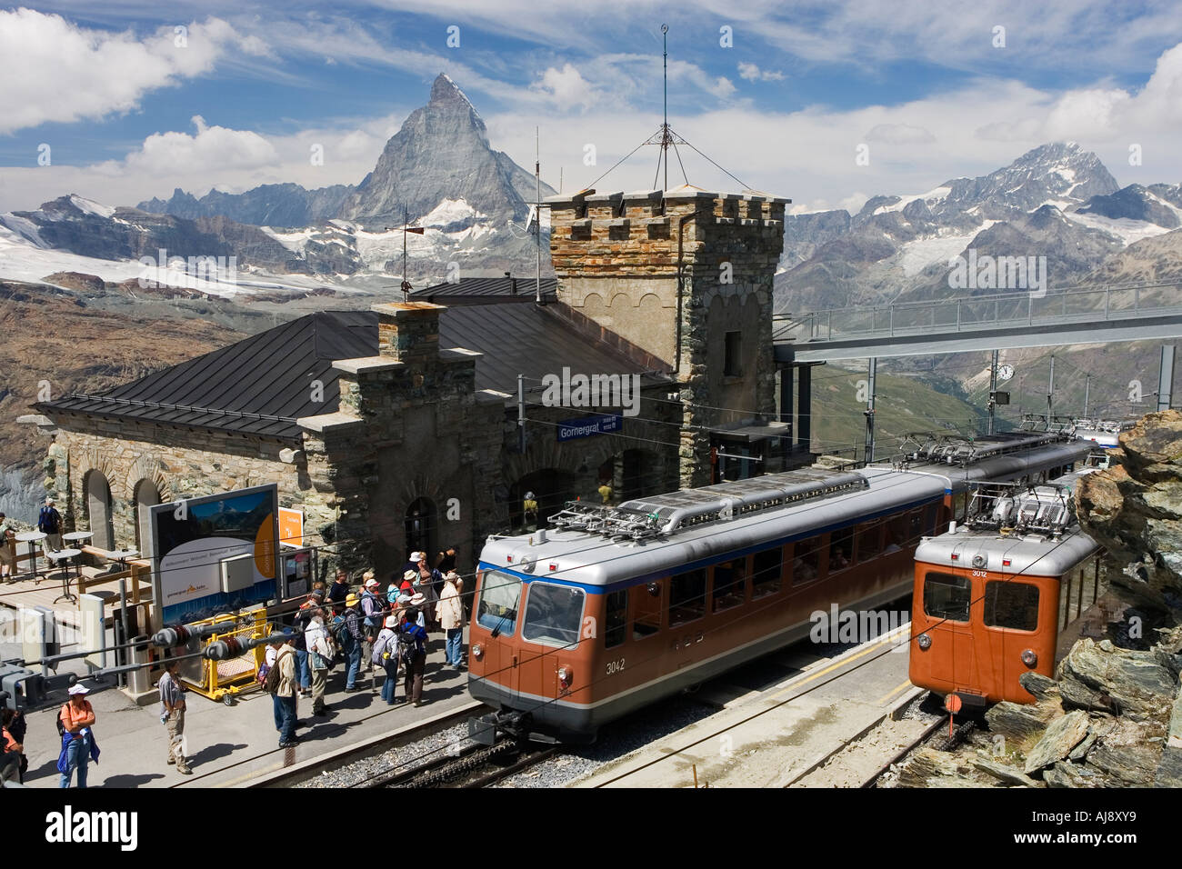 Gornergrat summit station terminal on the Gornergrat Bahn railway near ...