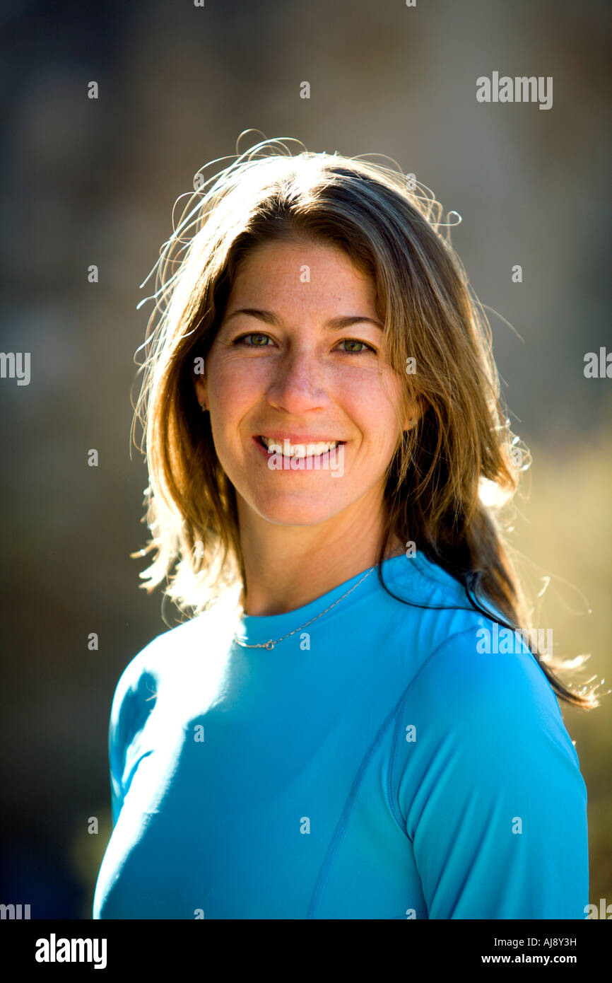 Headshot/portrait of a female climber Stock Photo - Alamy