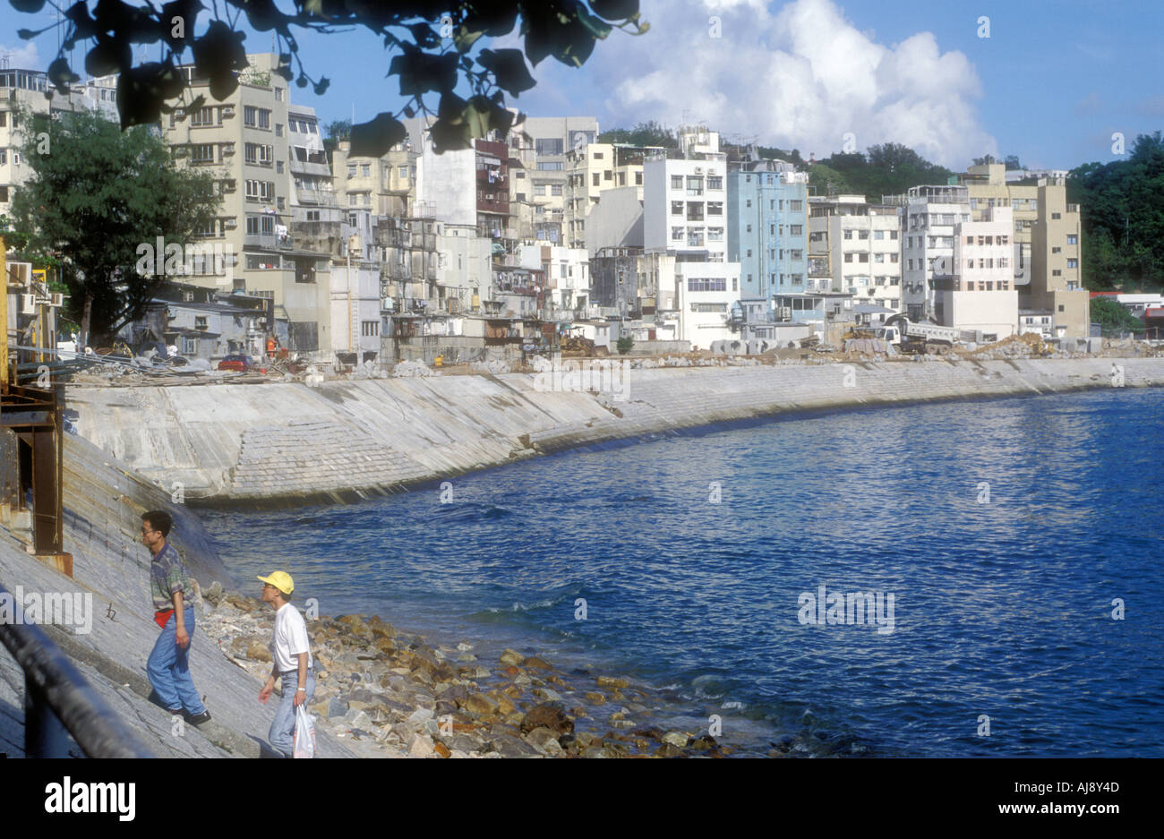 Stanley Village waterfront and promenade overlooking Stanley Bay, two ...