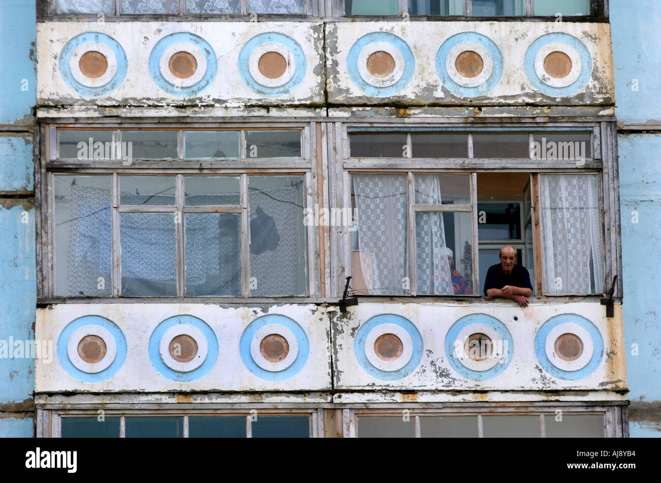 Poor quality concrete apartment buildings in Nogliki Sakhalin Island ...