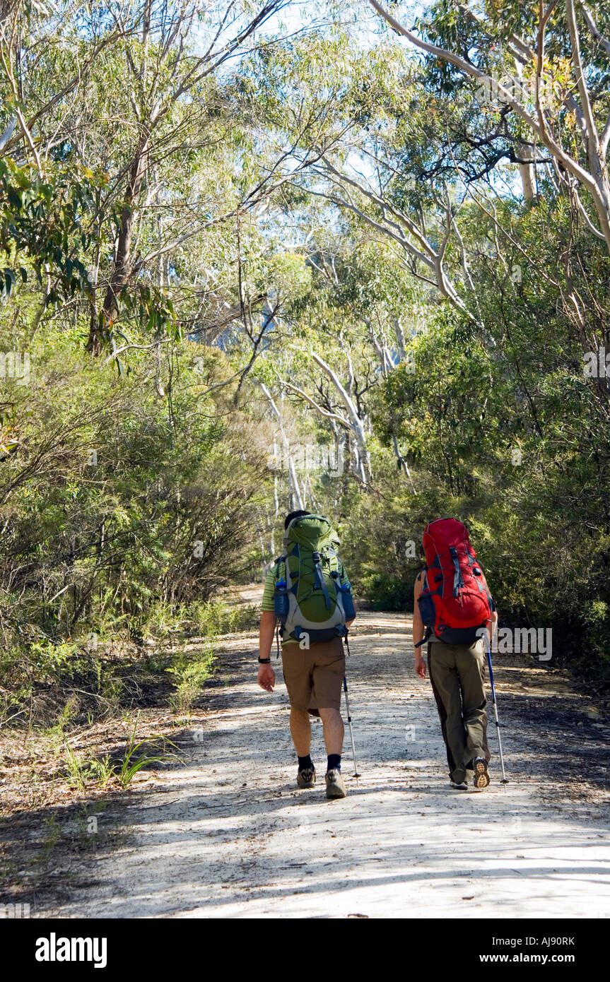 Hikers with backpacks on trail Stock Photo - Alamy