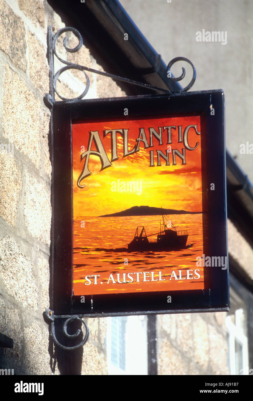 Atlantic Inn sign at St Marys Isles of Scilly England UK Stock Photo ...