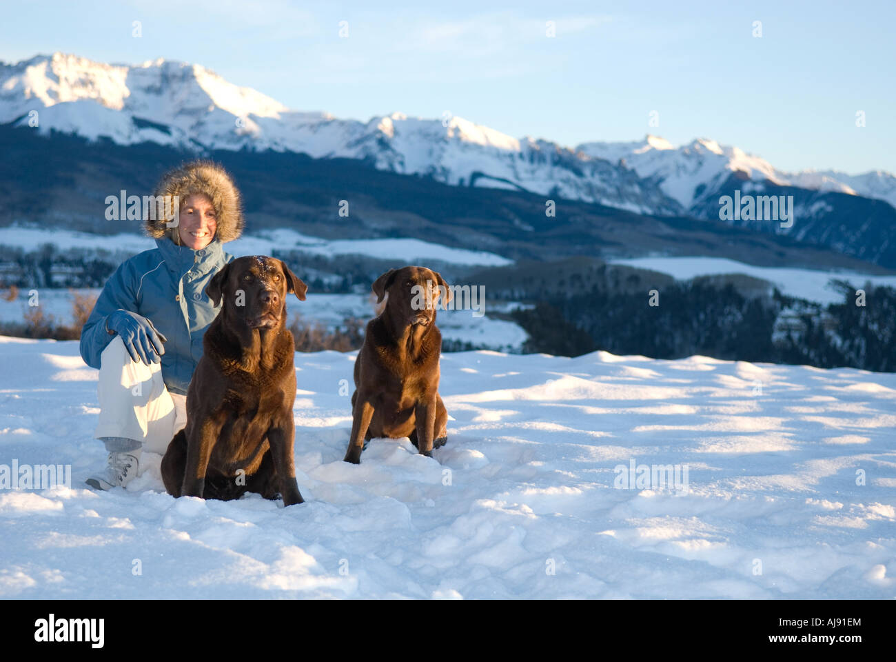 Woman with two dogs hi-res stock photography and images - Alamy