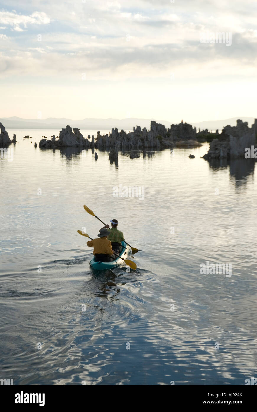 Two men kayaking on Mono Lake Stock Photo - Alamy