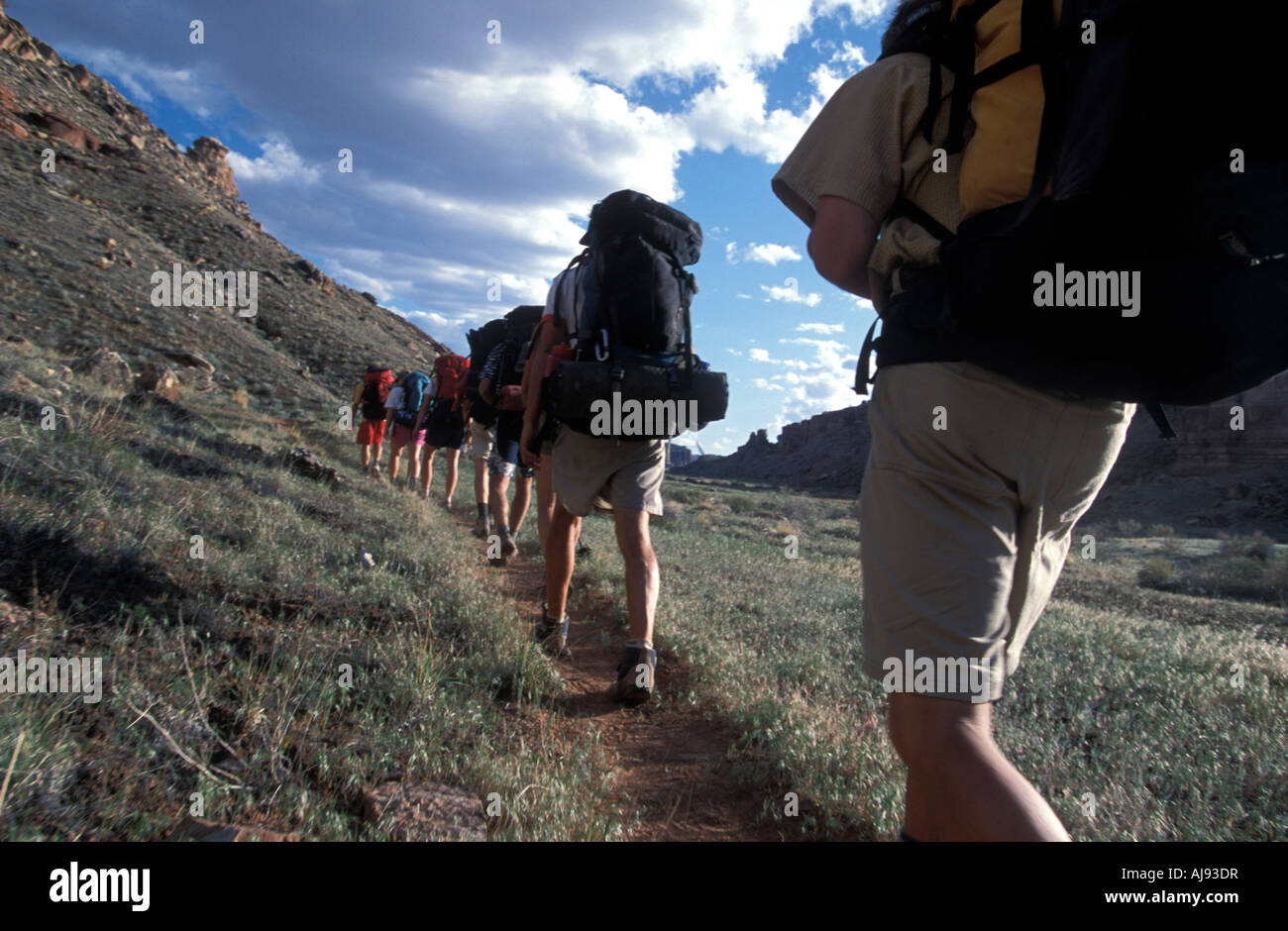 Group of hikers on trail Stock Photo - Alamy