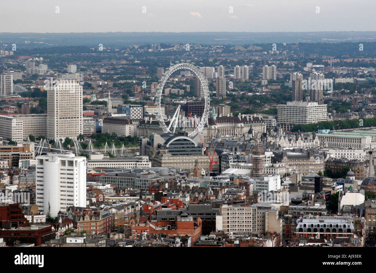 The view from the top of the BT Telecom Tower past the London Eye to ...