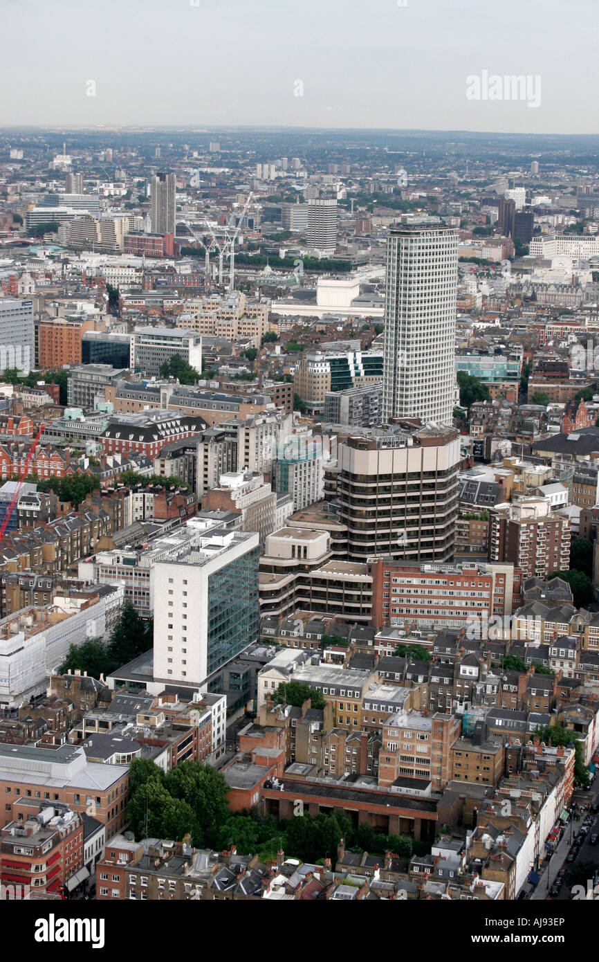 The view from the top of the BT Telecom Tower past Centre point to ...