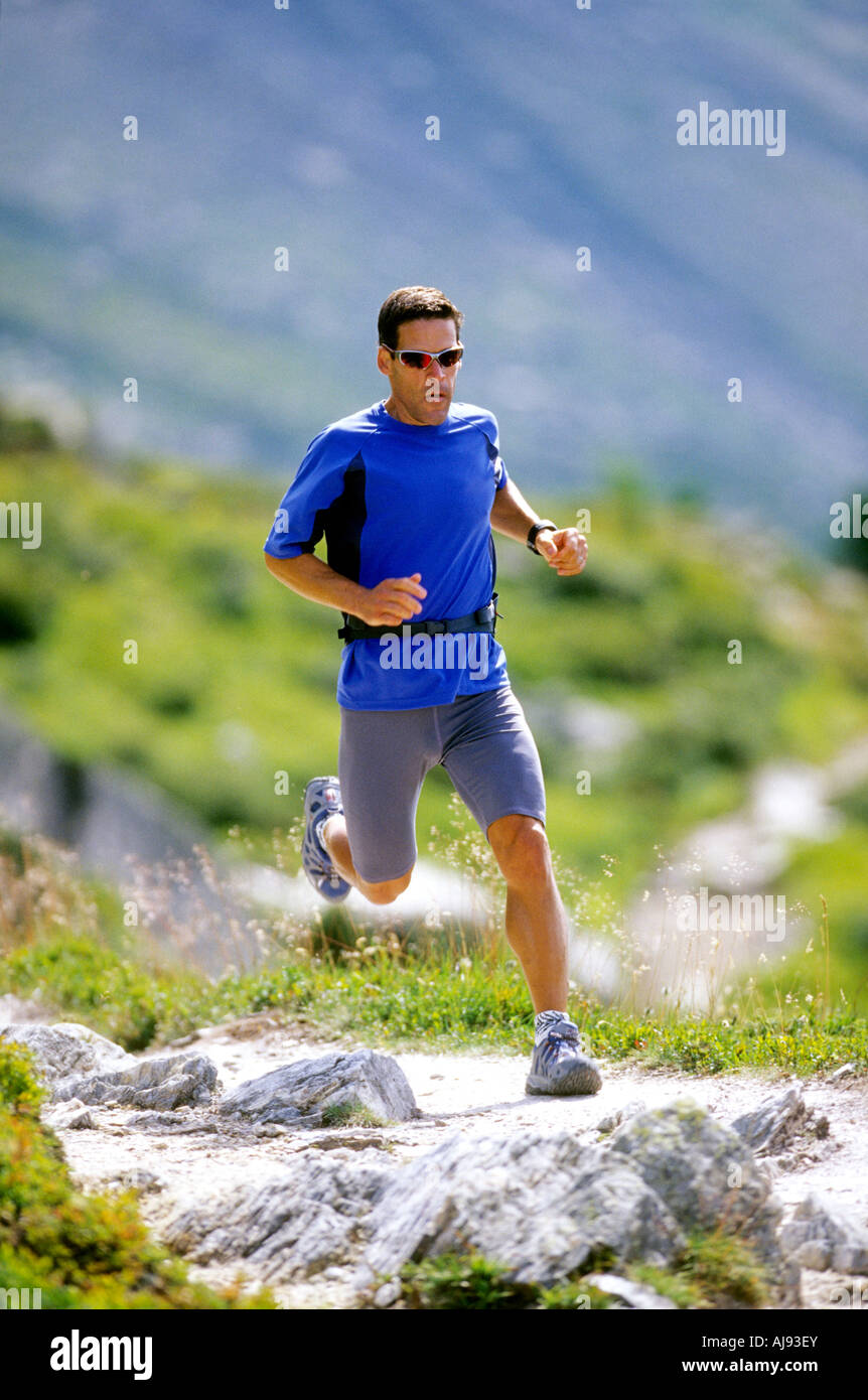 Man running in Chamonix, France Stock Photo - Alamy