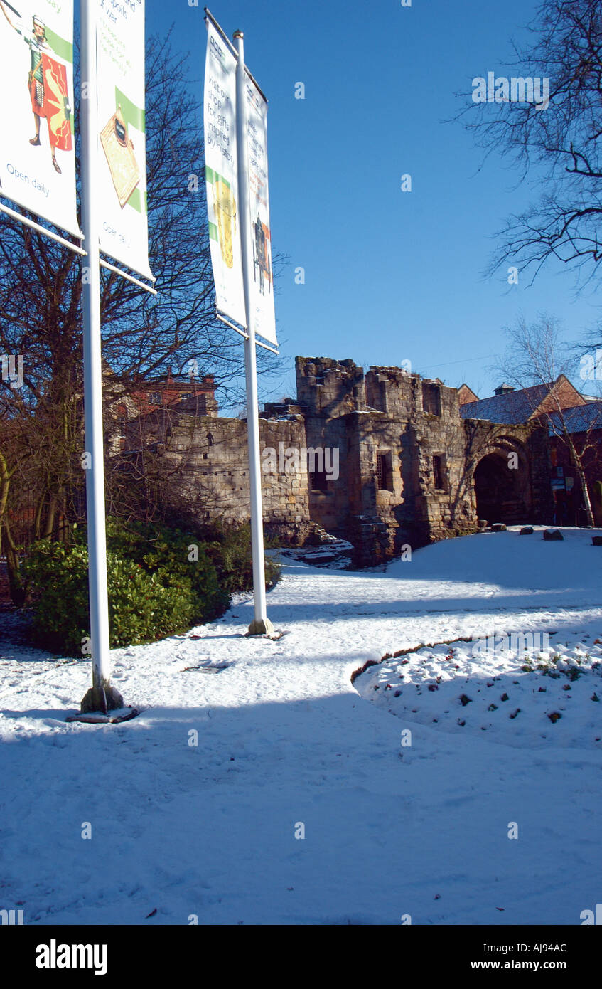 Snow in the Museum Gardens in winter York North Yorkshire England UK ...