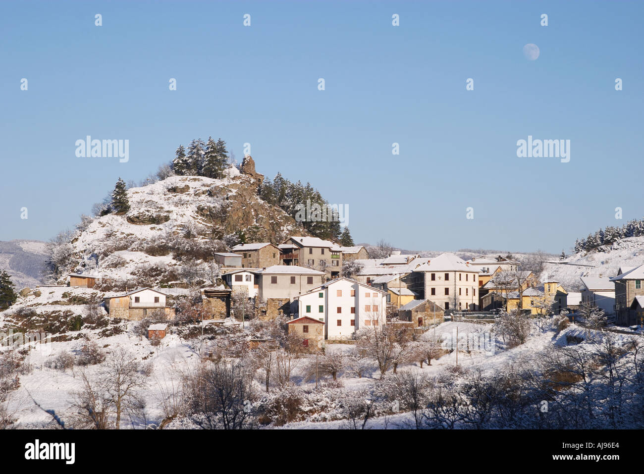 Old village on a snowy mountain Val Trebbia Italy Stock Photo - Alamy