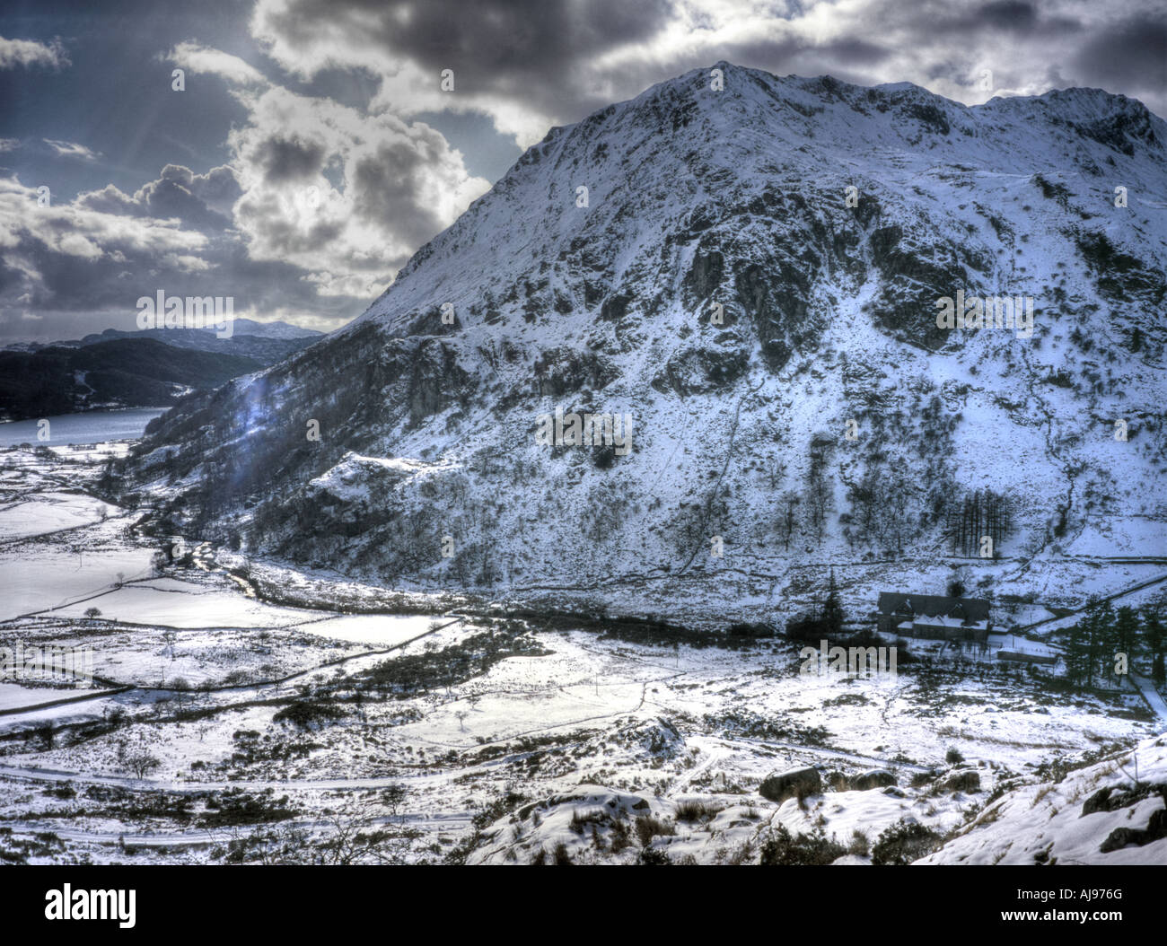Snowy Welsh Mountain Stock Photo - Alamy