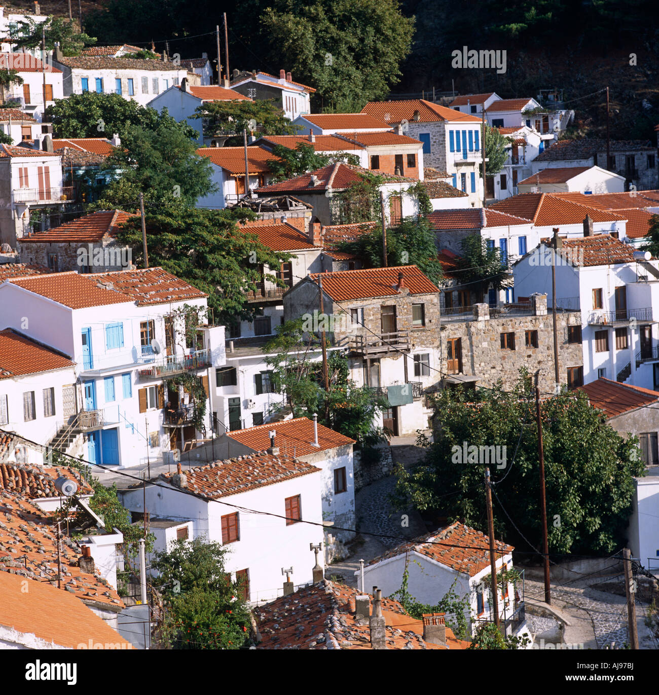 Traditional Houses Hora Samothraki Greek Islands Greece Hellas Stock ...