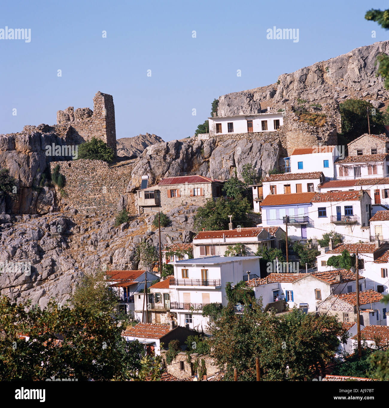 Traditional Houses And Castle Hora Samothraki Greek Islands Greece ...
