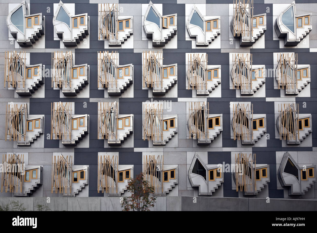 Close up of office windows on the Scottish Parliament building designed ...