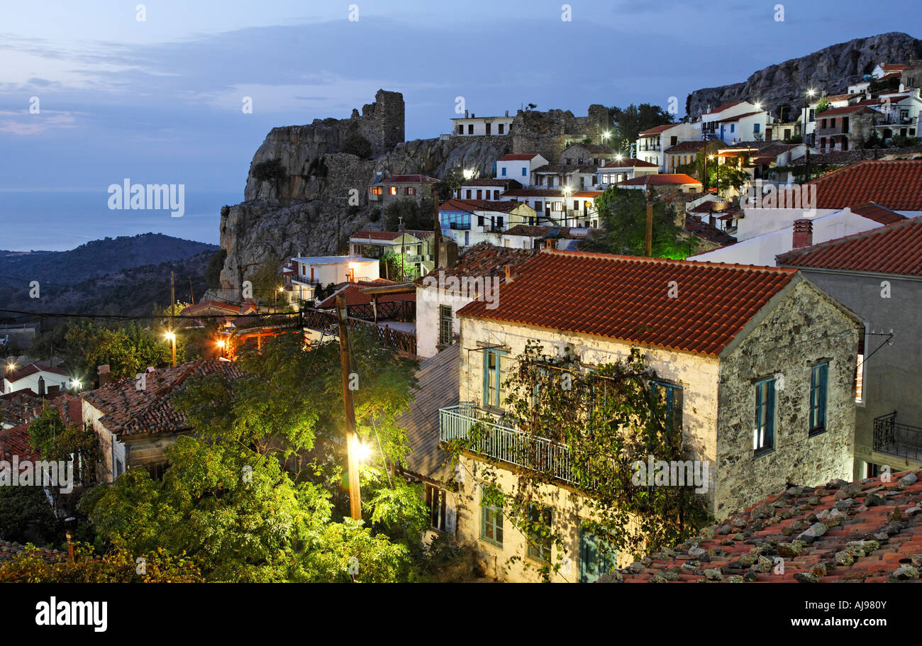 Evening Scene Hora Samothraki Greek Islands Greece Hellas Stock Photo ...