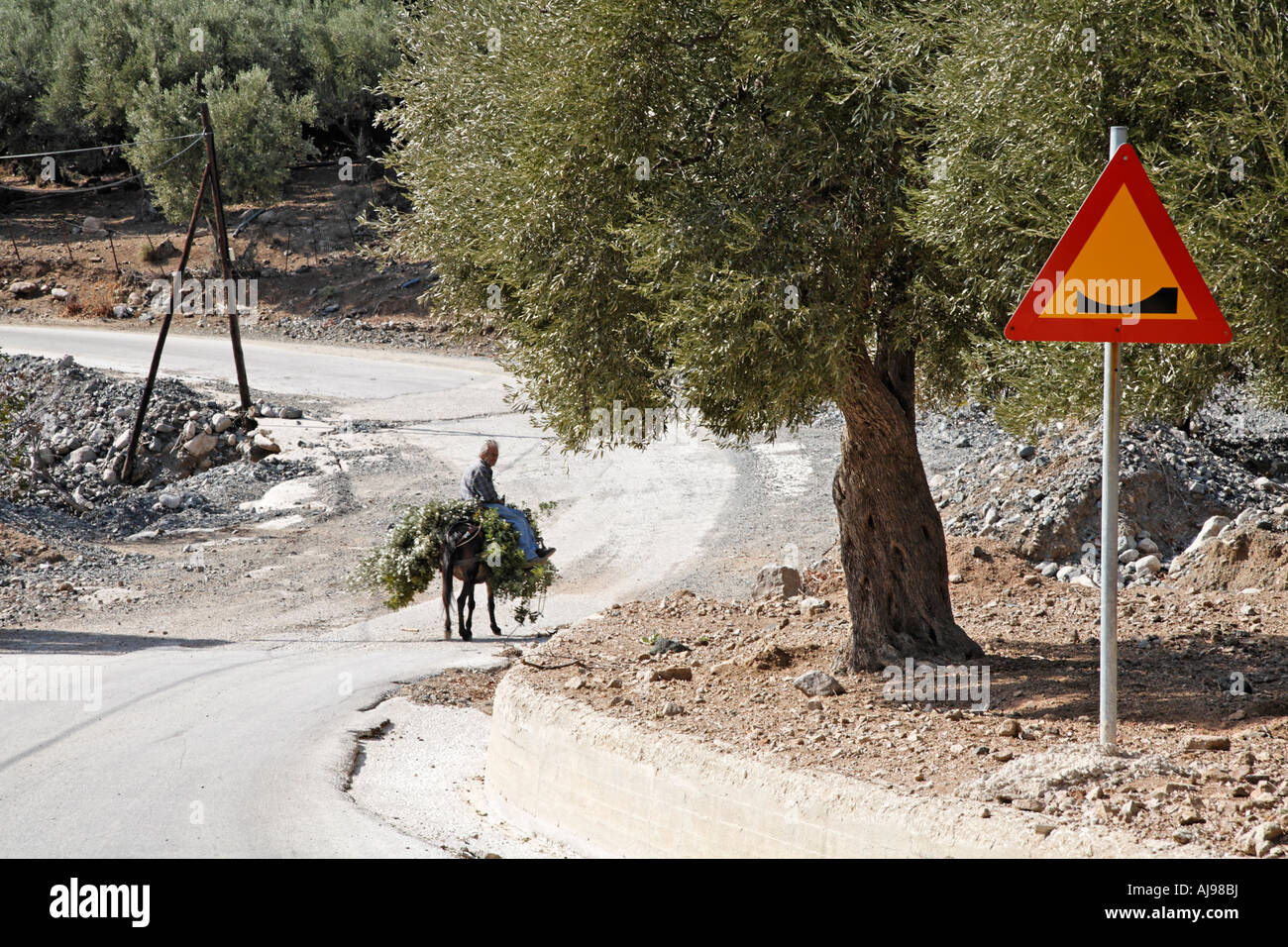 Greek Farmer On Donkey Samothraki Greek Islands Greece Hellas Stock ...