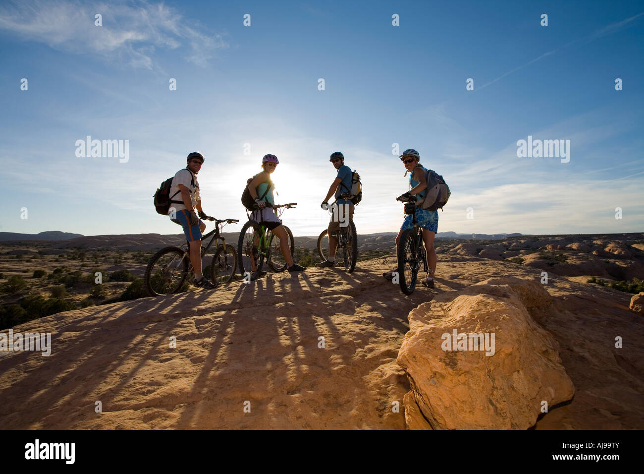 Taking a break on mountain bike ride Stock Photo - Alamy