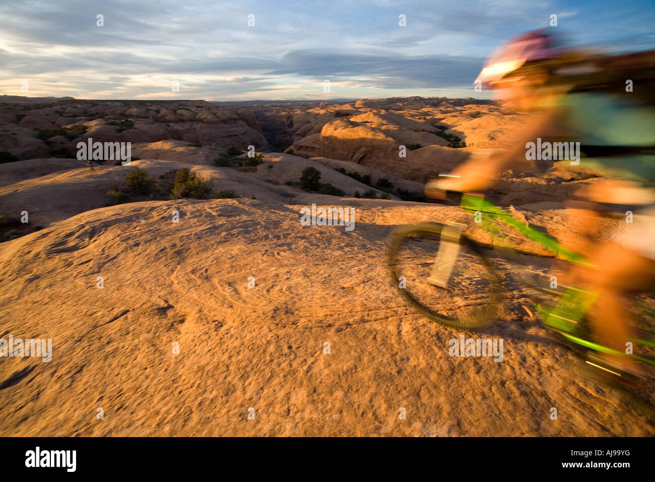 Woman mountain biking, Moab, Utah Stock Photo - Alamy