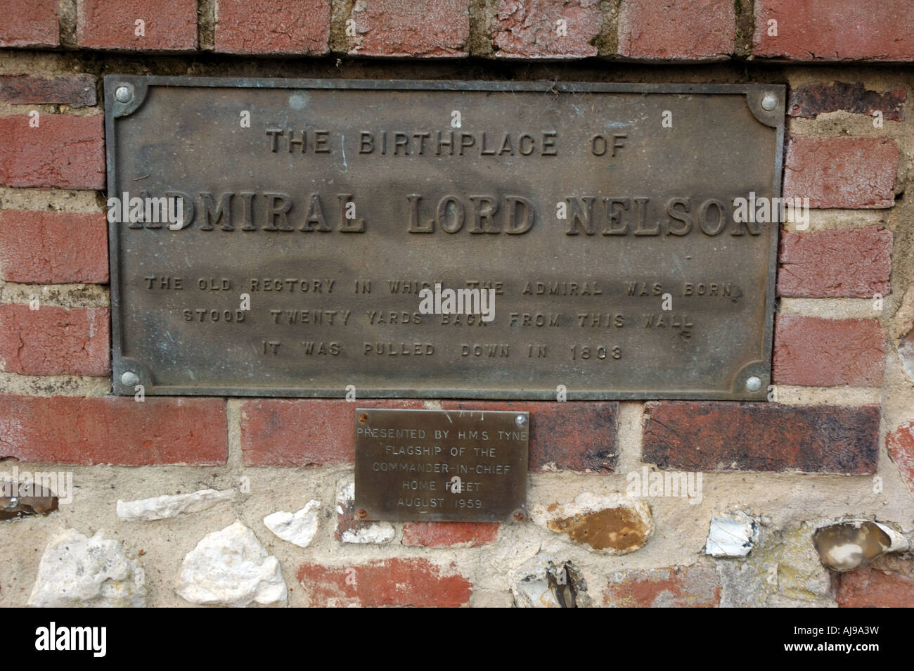 Birthplace of Admiral Lord Nelson sign in Burnham Thorpe, Norfolk, UK ...