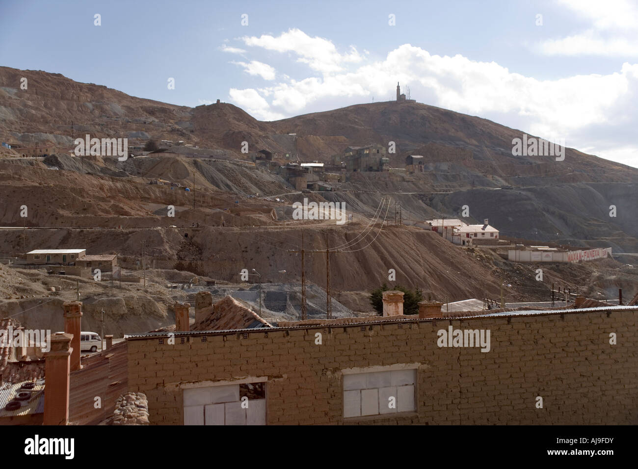 The mines on the Cerro Rico mountain above Potosi in Bolivia Stock ...