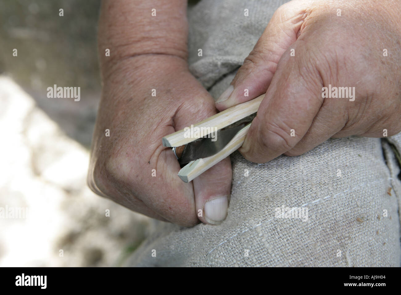 Green woodworker Don Williams making traditional Gypsy Pegs by hand ...