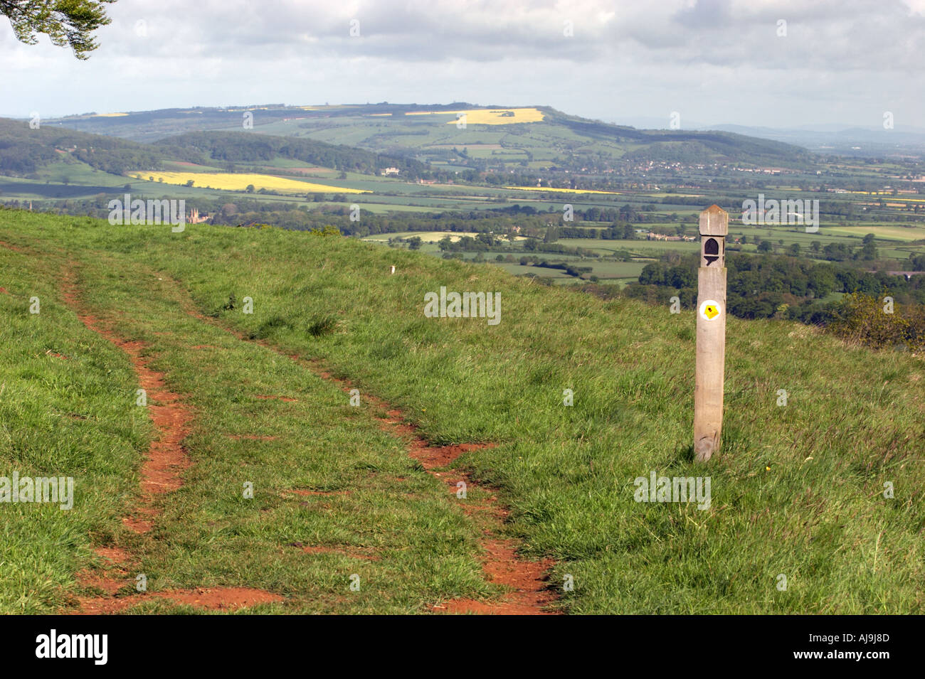 Cotswold Way footpath and sign, in Gloucestershire Stock Photo - Alamy