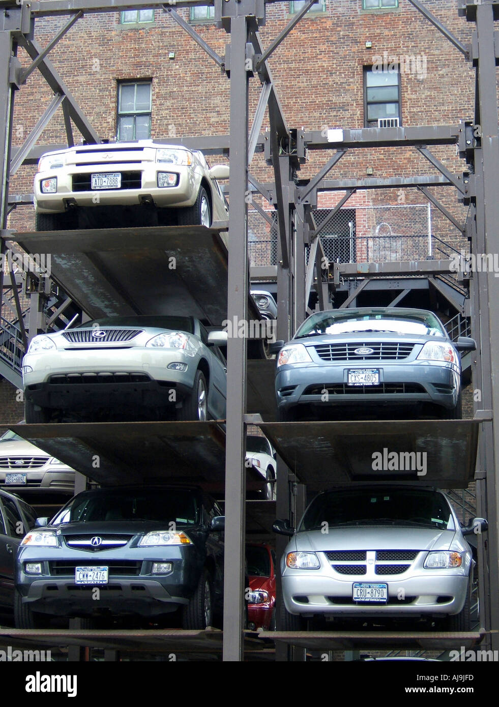 Space saving parking in Manhattan new york Stock Photo - Alamy