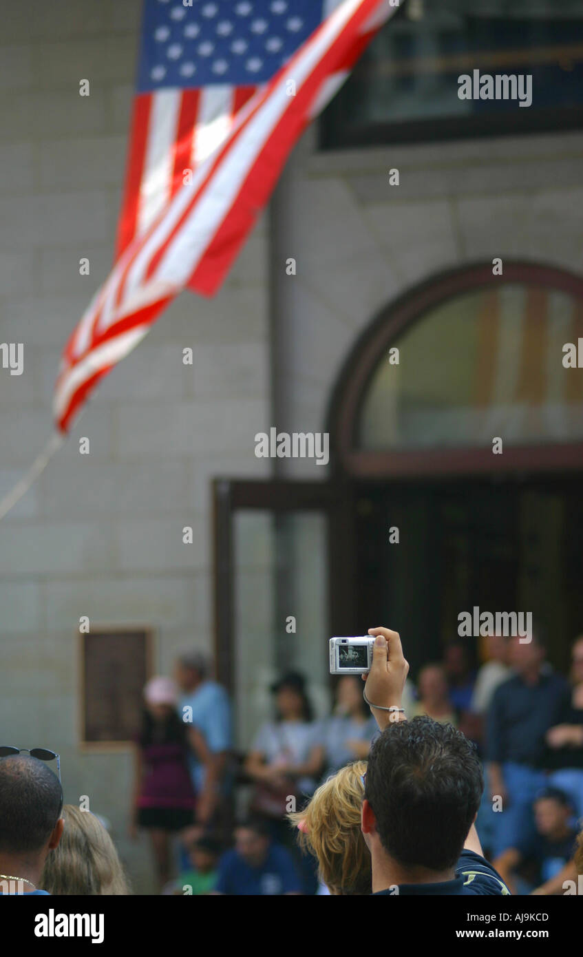 young boy saluting photographing USA flag Stock Photo - Alamy