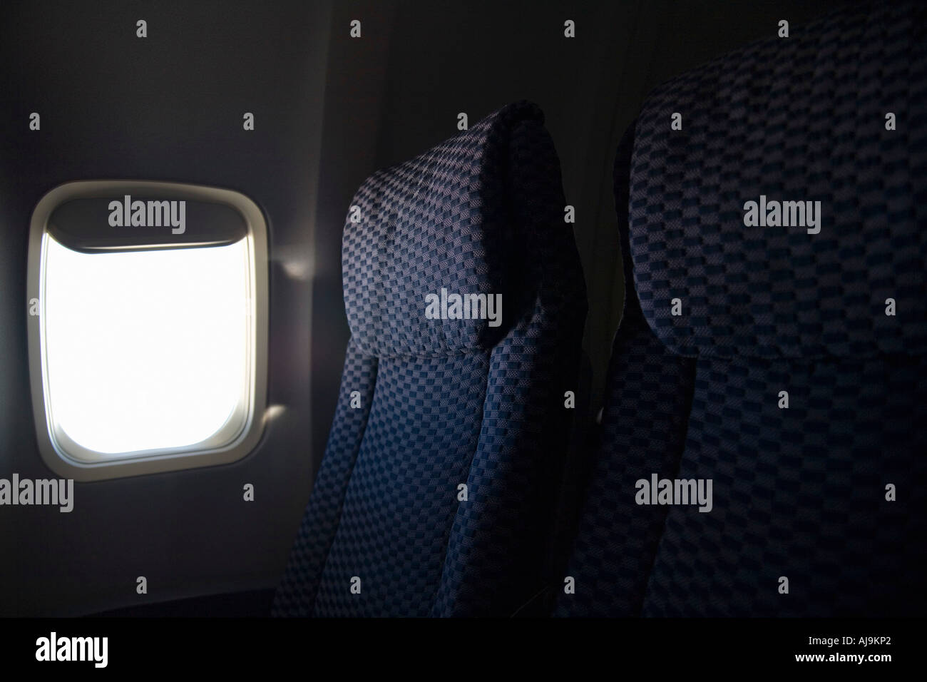 Window seat on airplane Stock Photo - Alamy