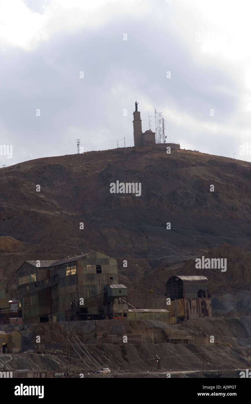 The mines on the Cerro Rico mountain above Potosi in Bolivia Stock ...