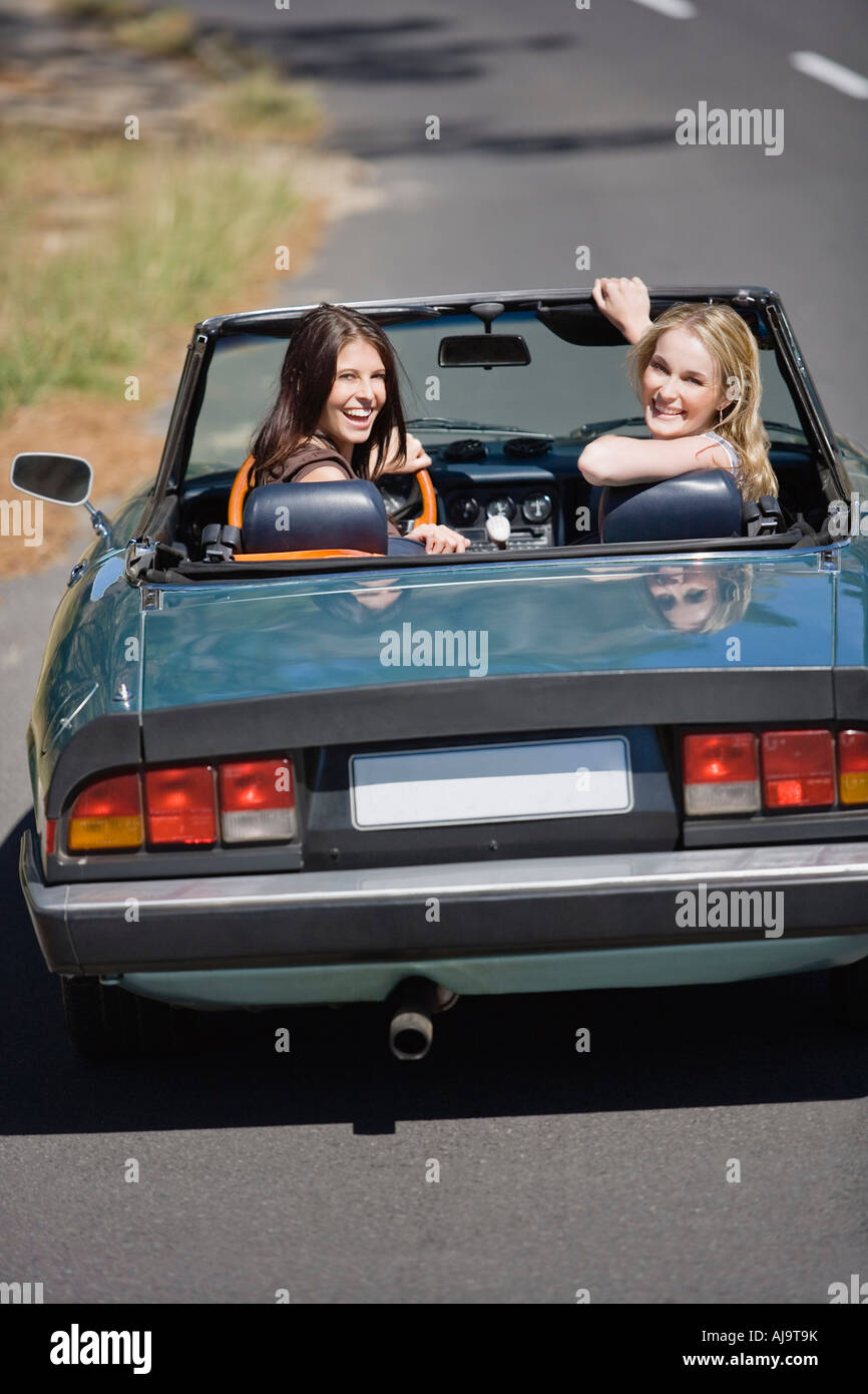 Back View Two Young Women Convertible High Resolution Stock Photography ...