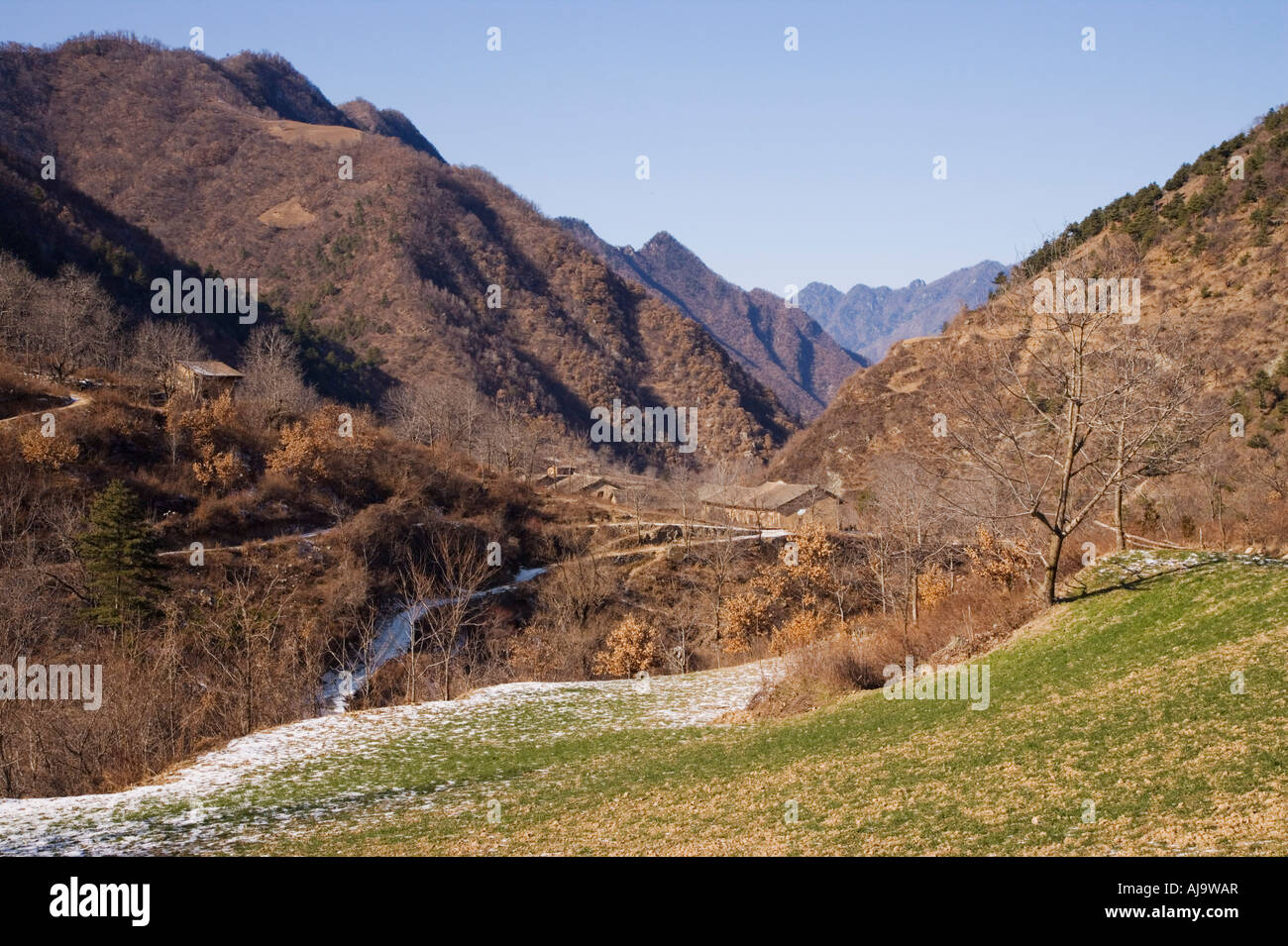 Houses on Mountain Side Stock Photo - Alamy
