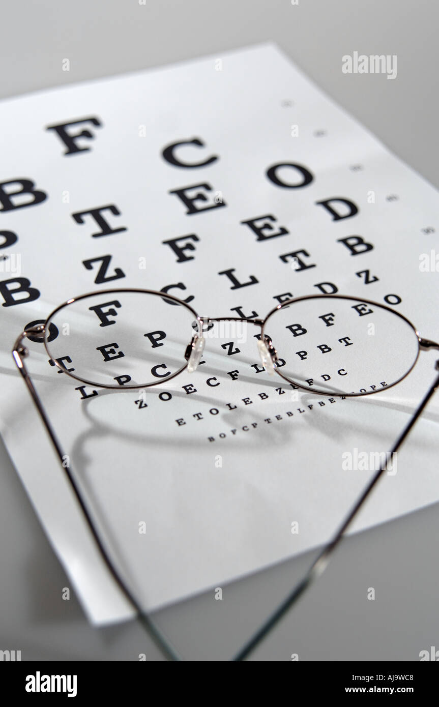 Snellen eye test chart with spectacles Stock Photo - Alamy