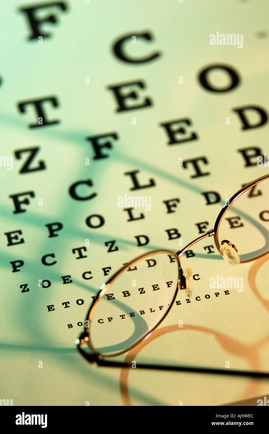 Snellen eye test chart with spectacles Stock Photo - Alamy