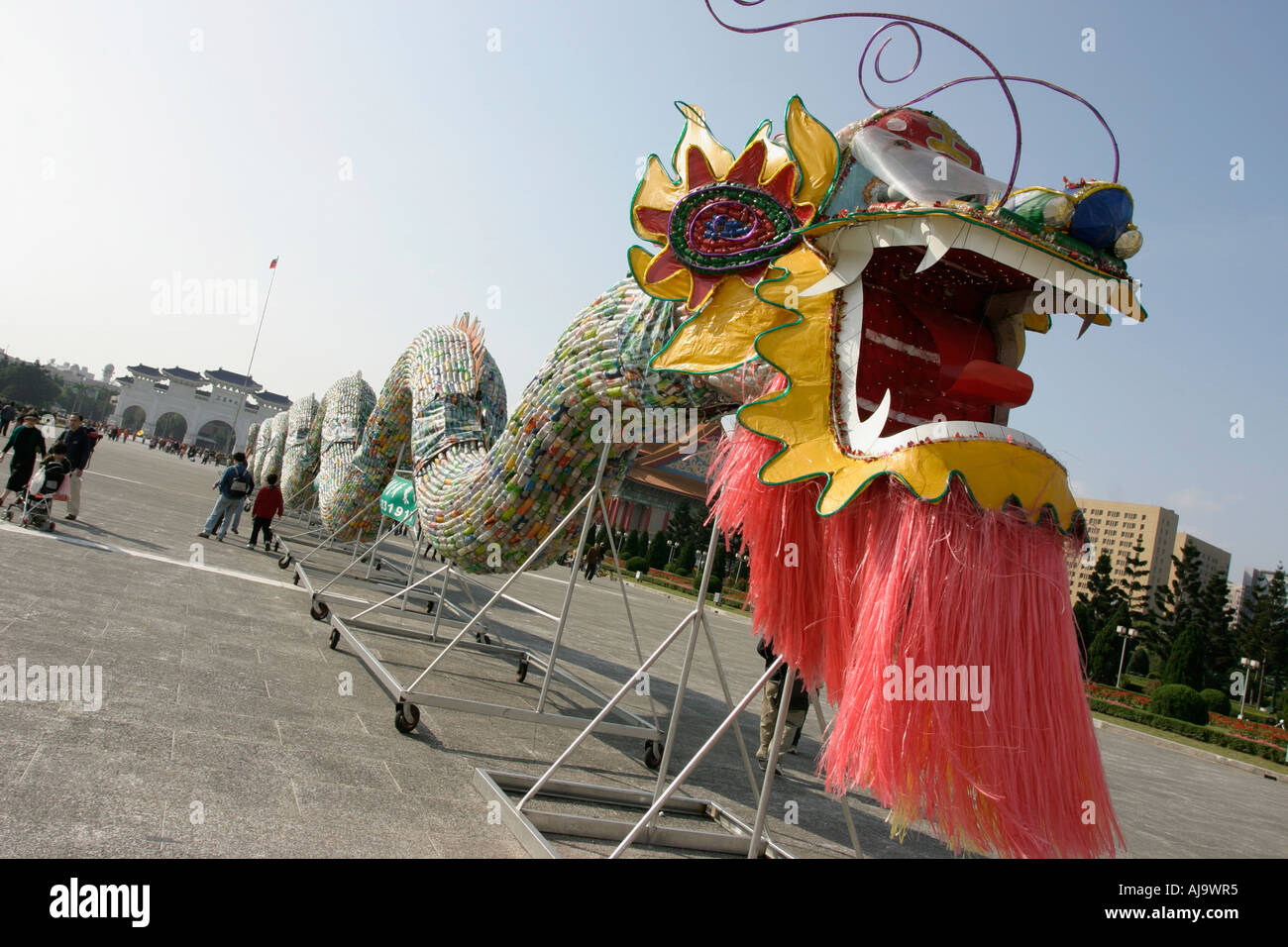 Dragon made by recycling bottles Stock Photo - Alamy