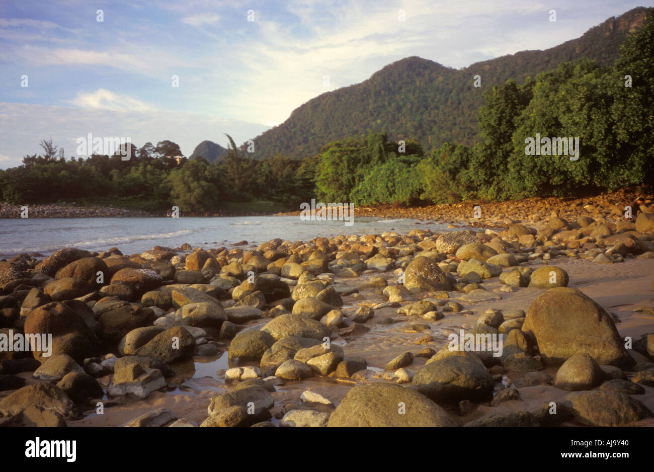 Damai Beach at sunset Sarawak Borneo MALAYSIA Stock Photo - Alamy