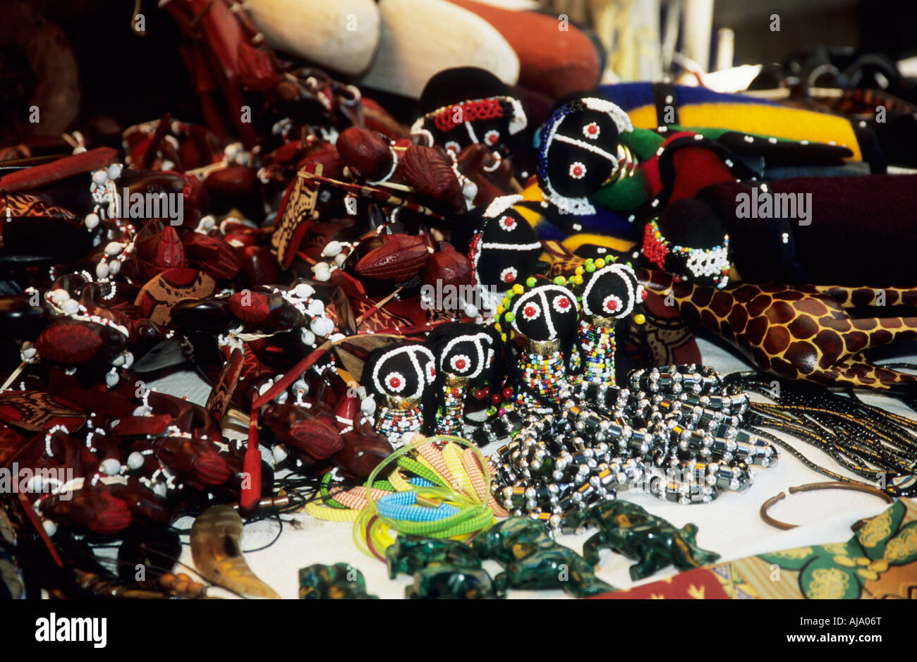 South Africa, close-up, still life, objects, ethnic African curios for ...