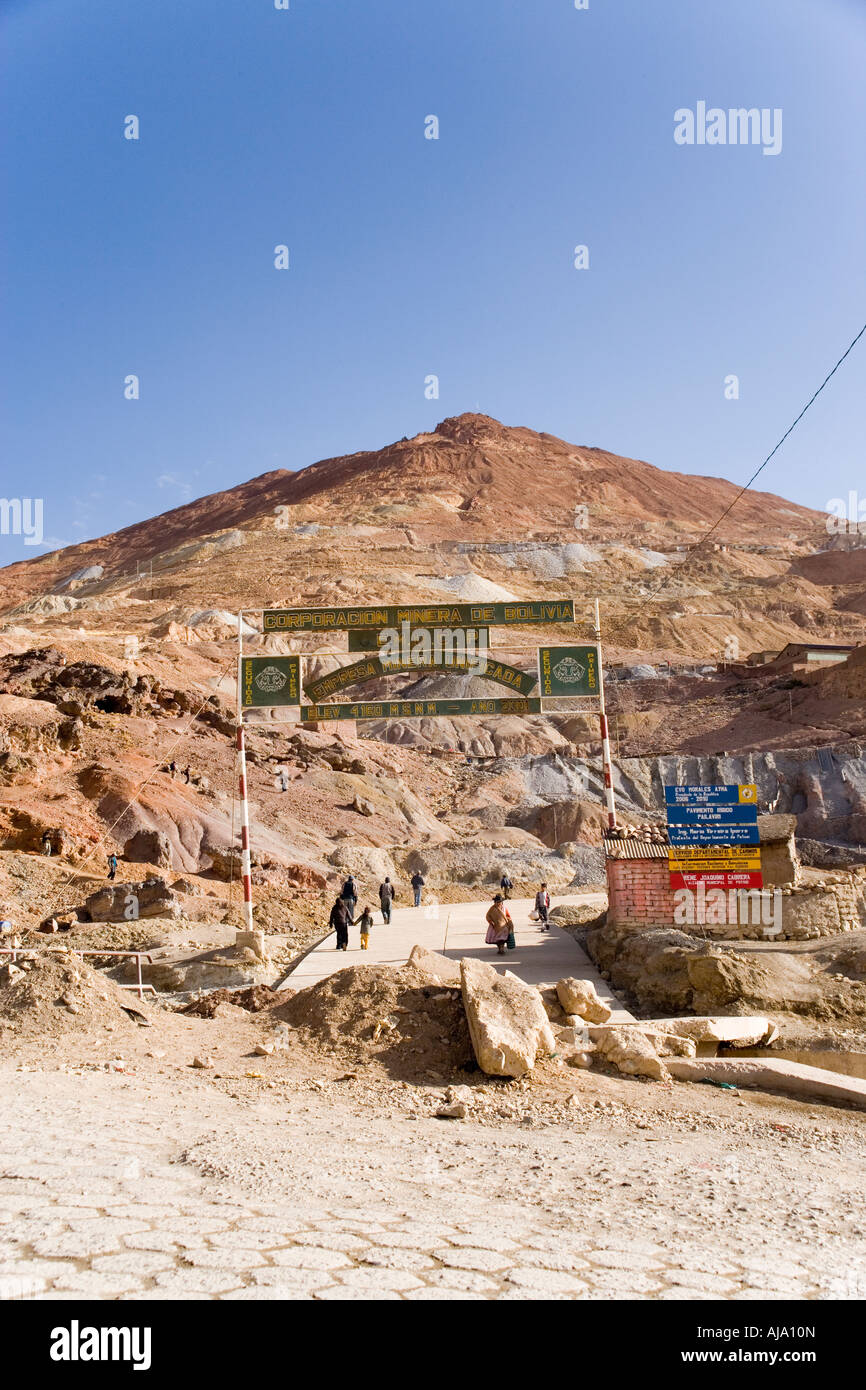 Miners leaving the mines on the Cerro Rico mountain above Potosi in ...
